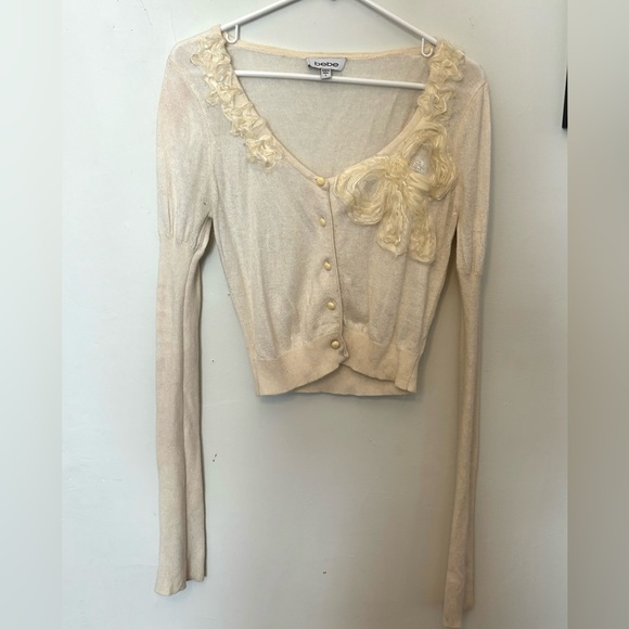 bebe | Sweaters | Vintage Bebe Cream Colored Sweater Cardigan | Poshmark